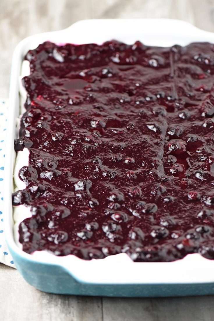 Creamy No Bake Blueberry Delight | Flour on My Fingers