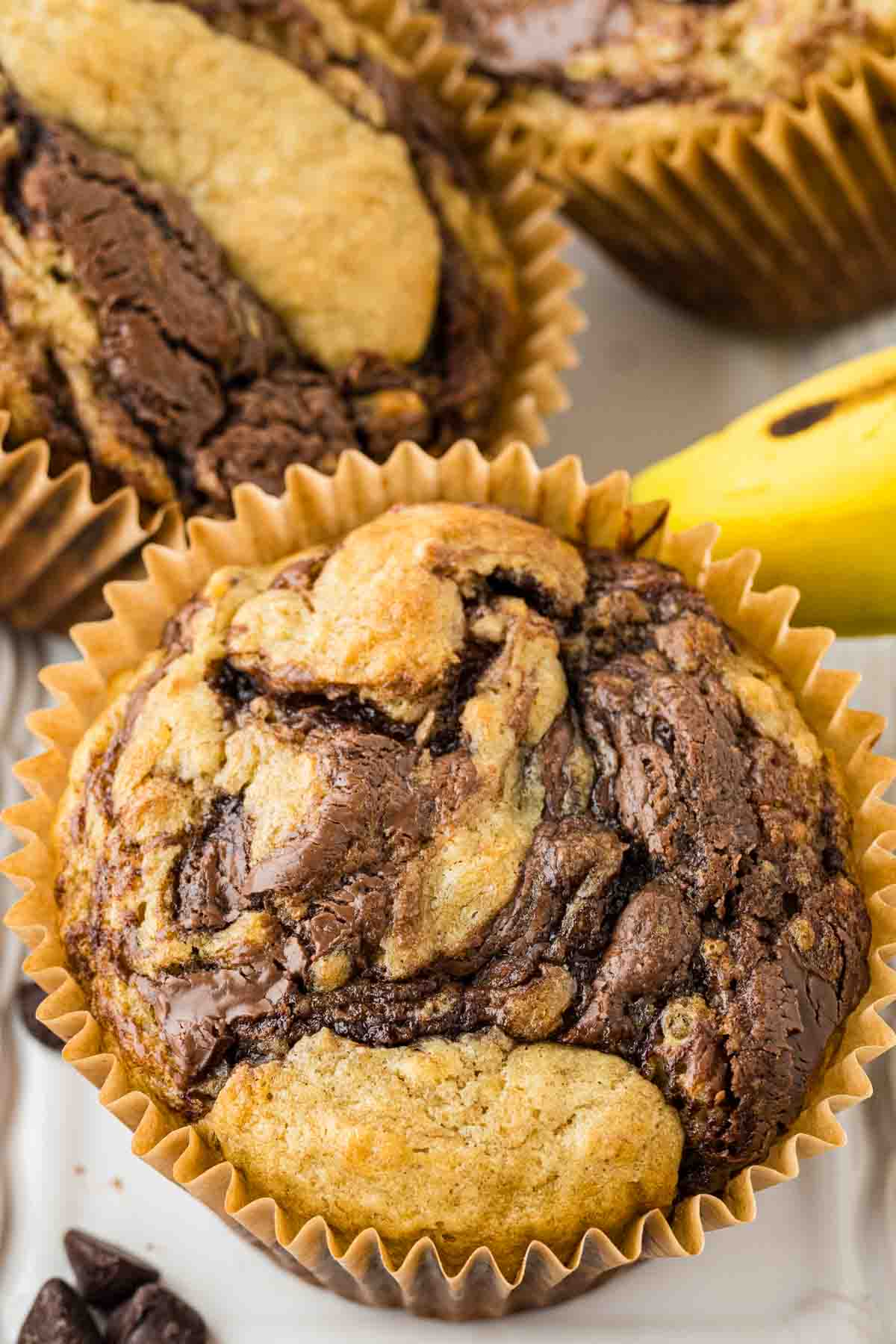 Homemade Banana Nutella Muffins in 30 Minutes or Less - Flour on My Fingers